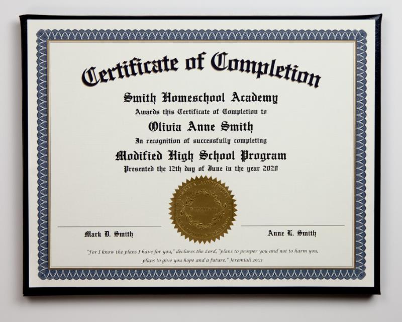 Certificate Of Completion Elementary High School HSLDA Store